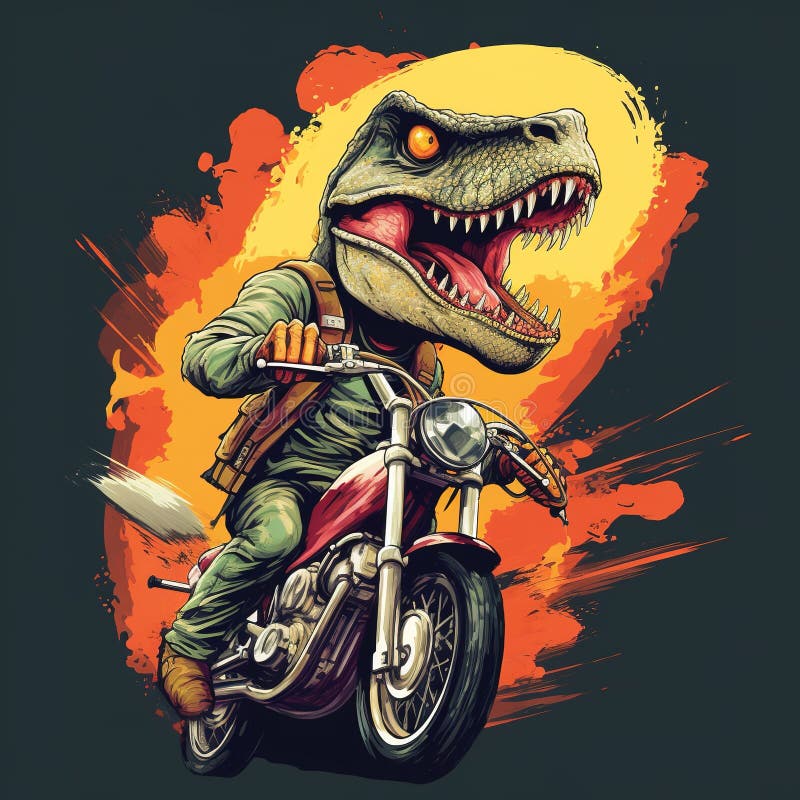 Dinosaur Driving a Motorcycle in the Summer Generative AI Stock ...