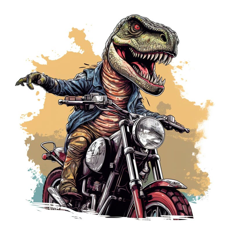Dinosaur Driving a Motorcycle in the Summer Generative AI Stock ...