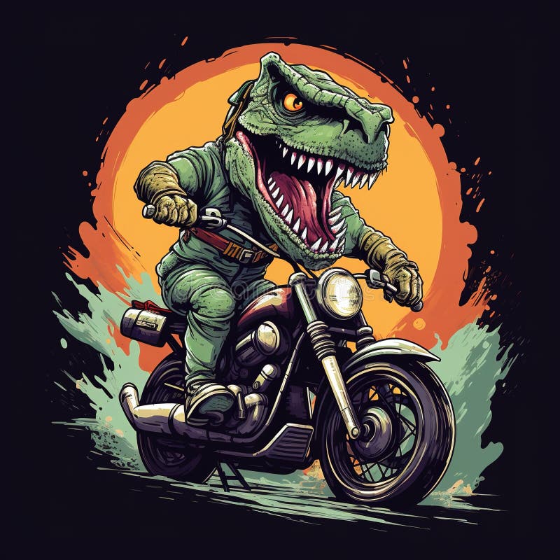 Dinosaur Driving a Motorcycle in the Summer Generative AI Stock ...