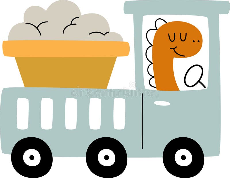 Dinosaur in Dump Truck stock vector. Illustration of cartoon - 296381268