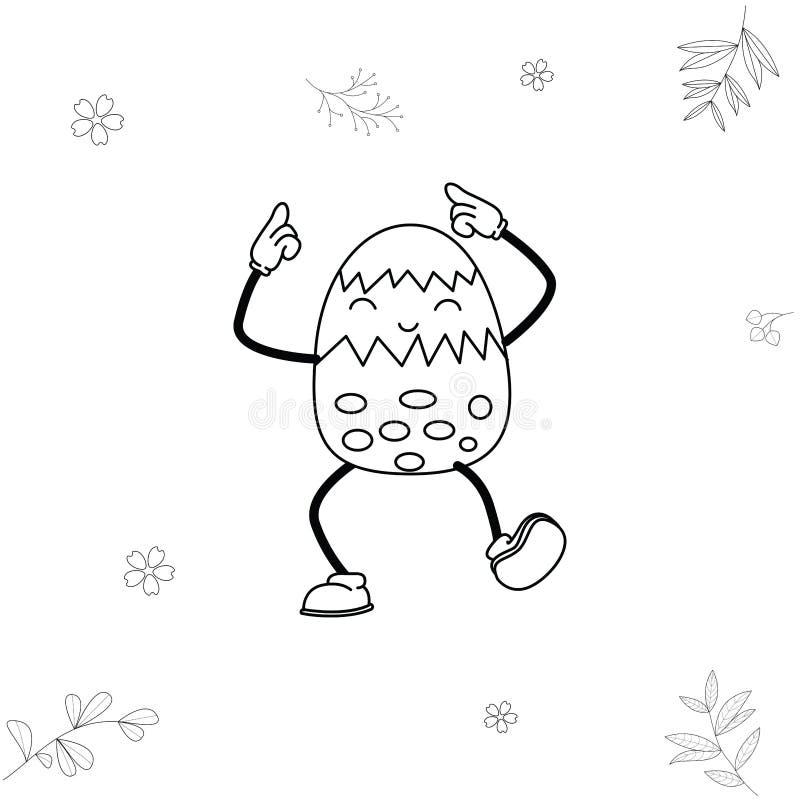 Dinosaur Egg Dancing Doodle Kawai Stock Illustration - Illustration of ...