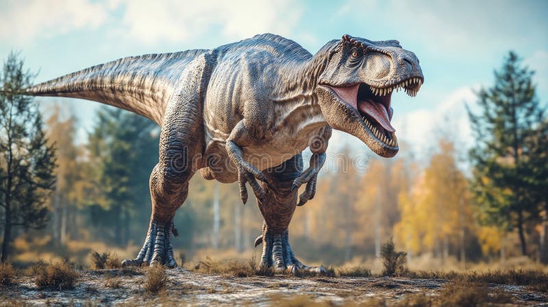 Dinosaur in field stock photo. Image of outdoors, generated - 377730690