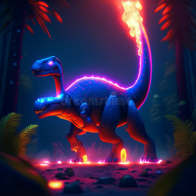 Dinosaur with Fire in the Background. 3d Render. Illustration Stock ...