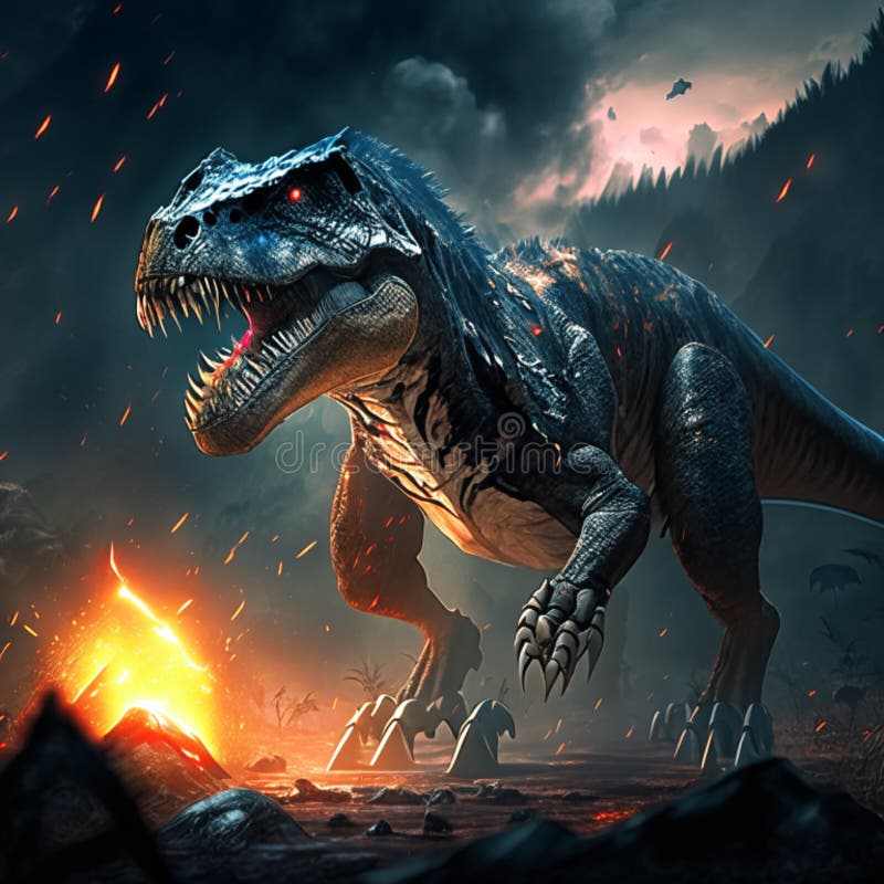 Dinosaur with a Fire. Vector Illustration in a Flat Style Stock Vector ...