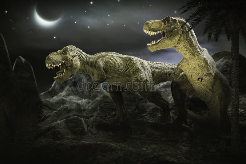 Dinosaur stock illustration. Illustration of night, forest - 98618823