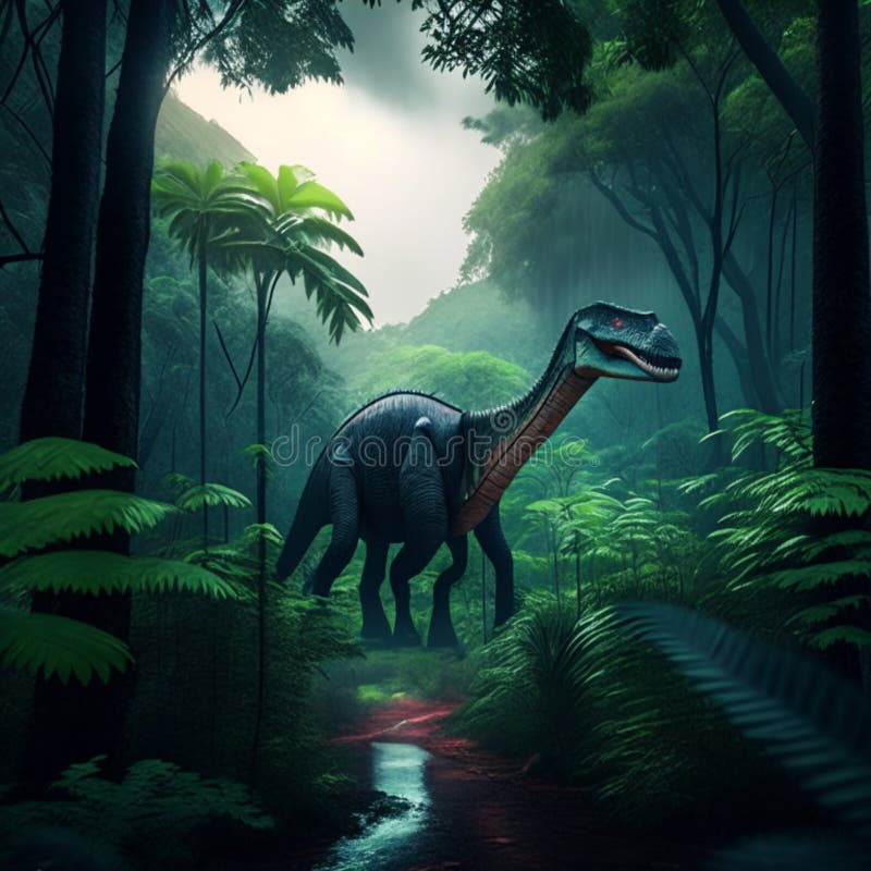 Dinosaur in the Forest, 3d Rendering. Computer Digital Drawing Stock ...