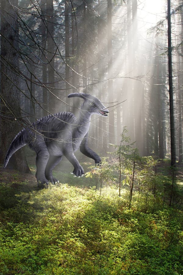 Toy Dinosaur In A Toy Forest. Like A Real Dino On A Bright Studio ...