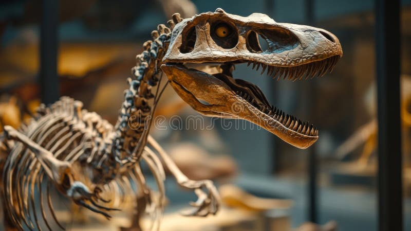 Dinosaur Fossil Skeleton Museum Exhibit Stock Illustration ...