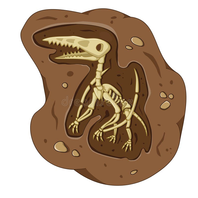 Dinosaur Fossil Skeleton in the Soil, Archeological Excavation Cartoon ... Dinosaur Fossil Skeleton in the Soil, Archeological Excavation Cartoon ...