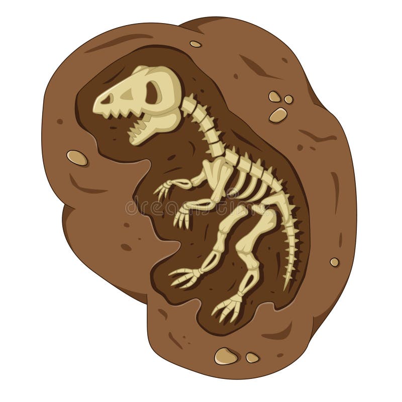Dinosaur Fossil Skeleton in the Soil, Archeological Excavation Cartoon ... Dinosaur Fossil Skeleton in the Soil, Archeological Excavation Cartoon ...