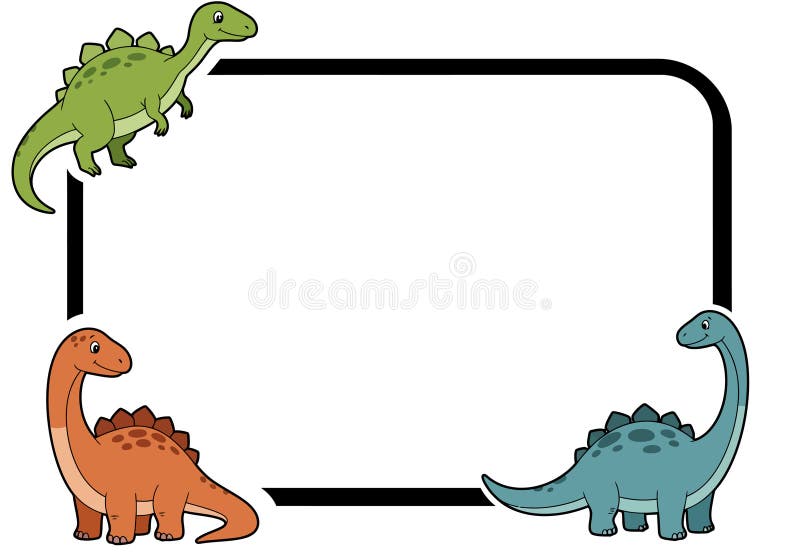 Dinosaur frame clip art stock vector. Illustration of happy - 369027625