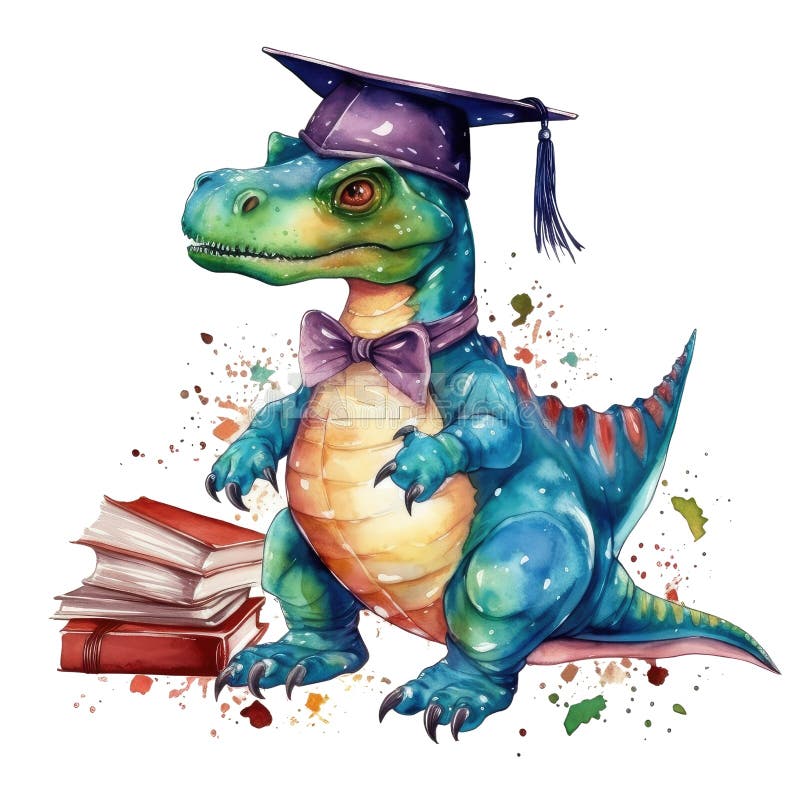 Dinosaur Graduate Student University School Watercolor Sublimation ...
