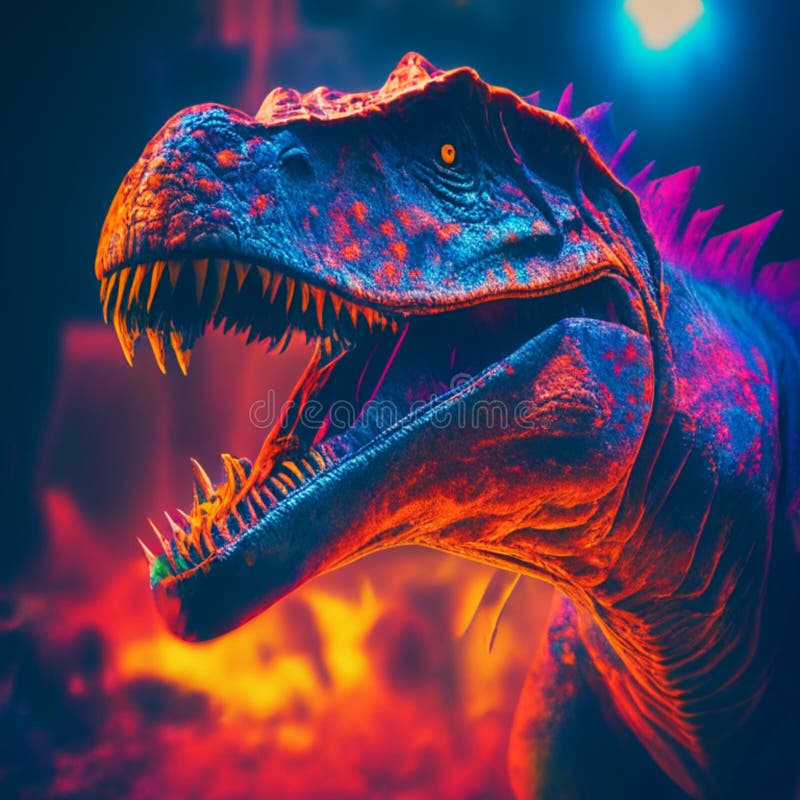 Dinosaur Head with Sharp Teeth. Colorful Background Stock Illustration ...