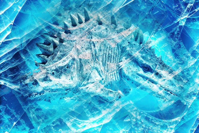 A dinosaur in the ice stock photo. Image of environment - 313747140