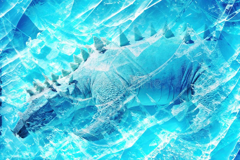 A dinosaur in the ice stock image. Image of reptile - 313747413