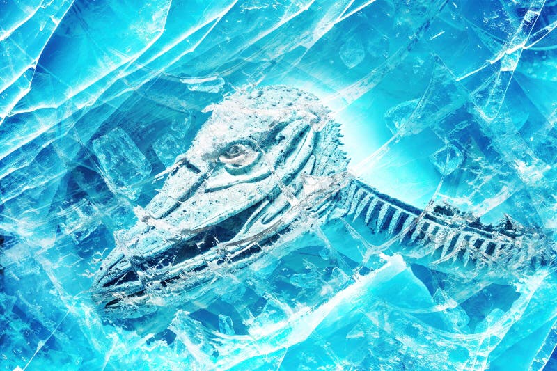A dinosaur in the ice stock photo. Image of extinct - 313747458