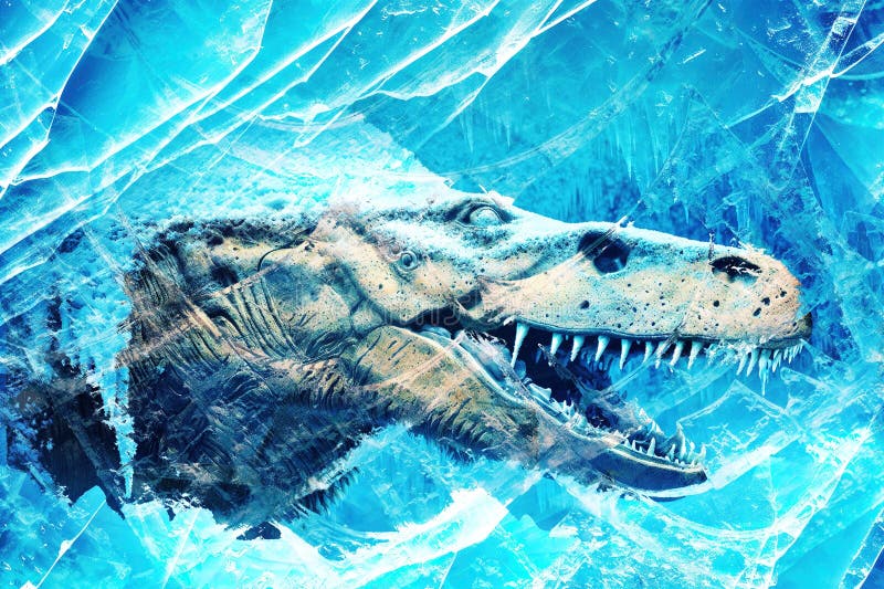 A dinosaur in the ice stock image. Image of environment - 313747503