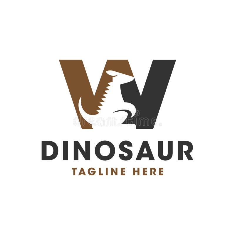 Dinosaur Illustration Logo with Letter W Stock Vector - Illustration of ...
