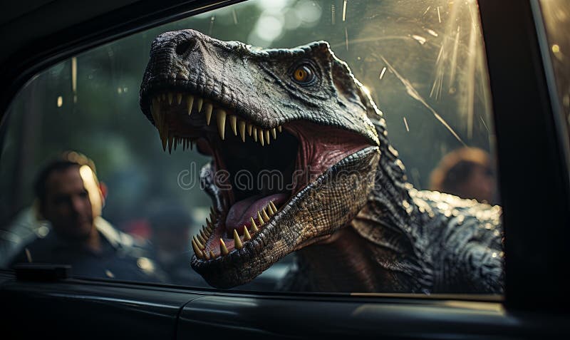 Dinosaur Inside Car Close Up Stock Image - Image of powerful, reptile ...