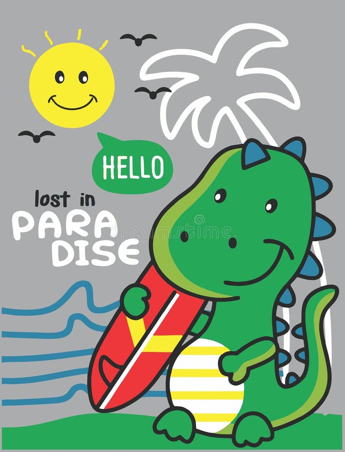 Dinosaur Kids Cartoon Vector Art Print Stock Vector - Illustration of ...