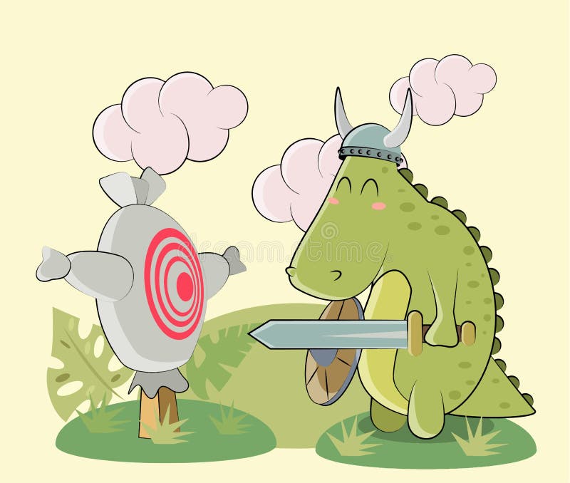 Dinosaur Knight with Target Sword in Vector Stock Vector - Illustration ...