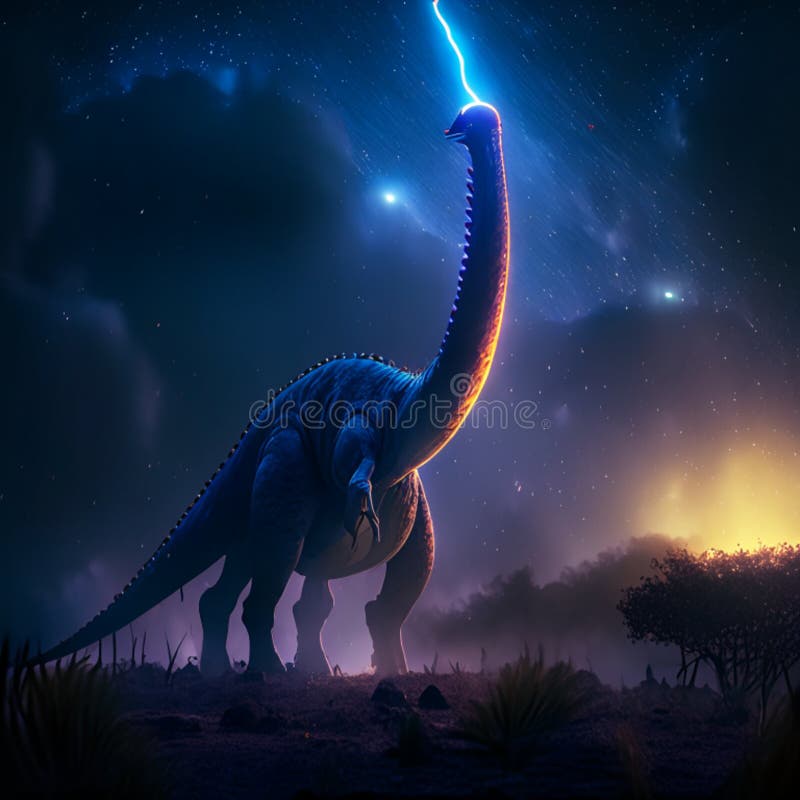 Tyrannosaurus Rex in the Night Sky. 3d Rendering Generative AI Stock ...
