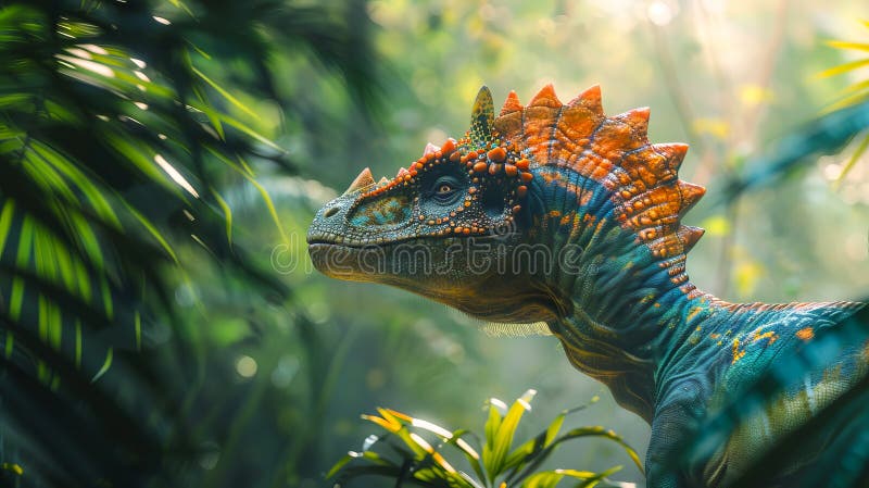 Dinosaur in a Lush Forest Setting. Concept of Prehistoric Animals ...