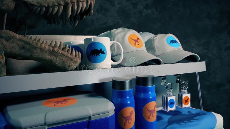 Dinosaur Merchandise Display at Theme Park or Museum Stock Footage ...