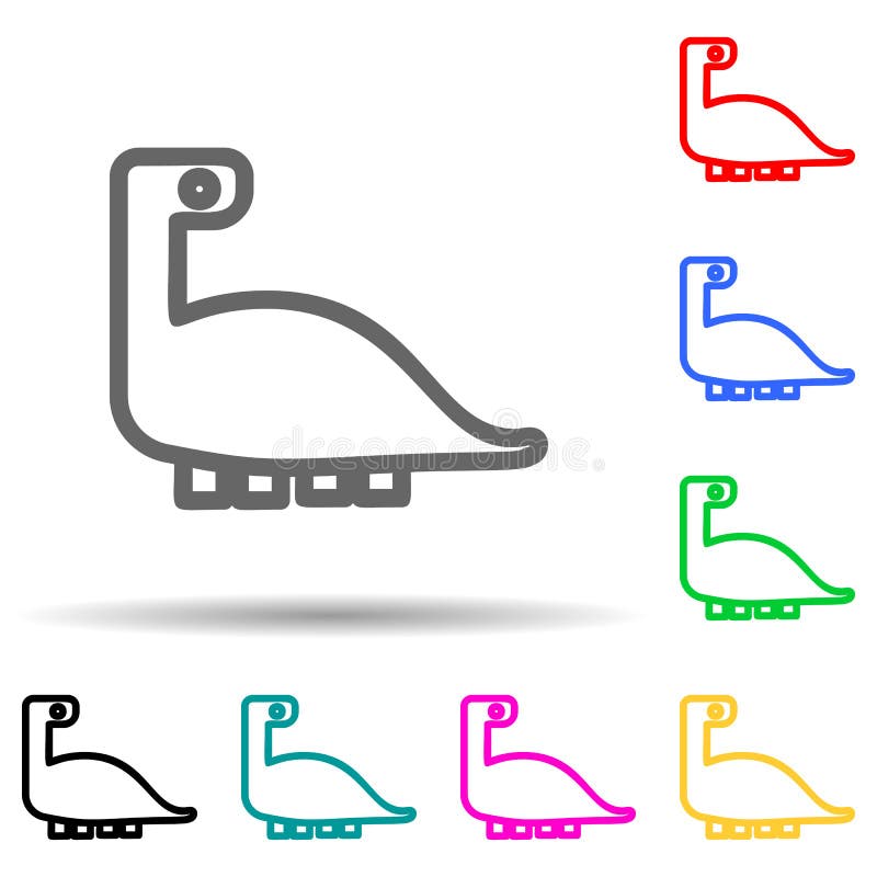 Dinosaur Multi Color Style Icon. Simple Thin Line, Outline of Web Icons ...