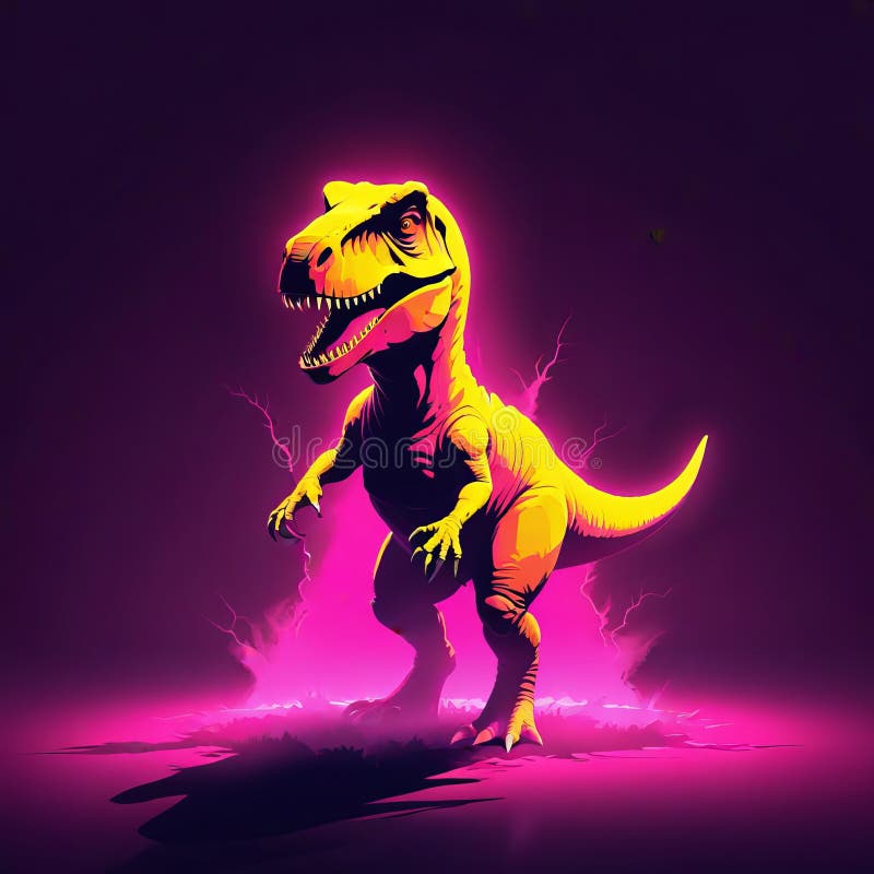 Dinosaur Neon T-Shirt Designs with Dramatic Lighting Stock Illustration ...