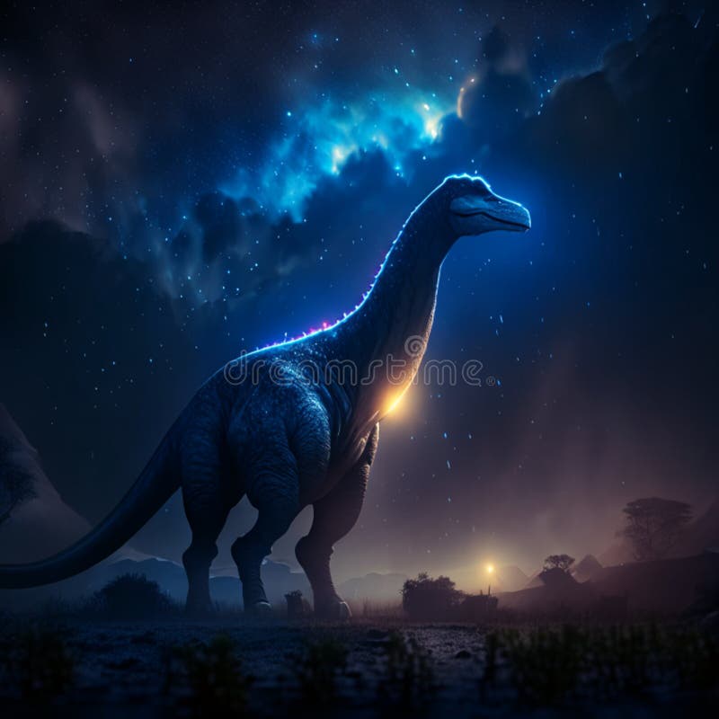 Dinosaur in the Night Sky. 3d Rendering, 3d Illustration Stock ...