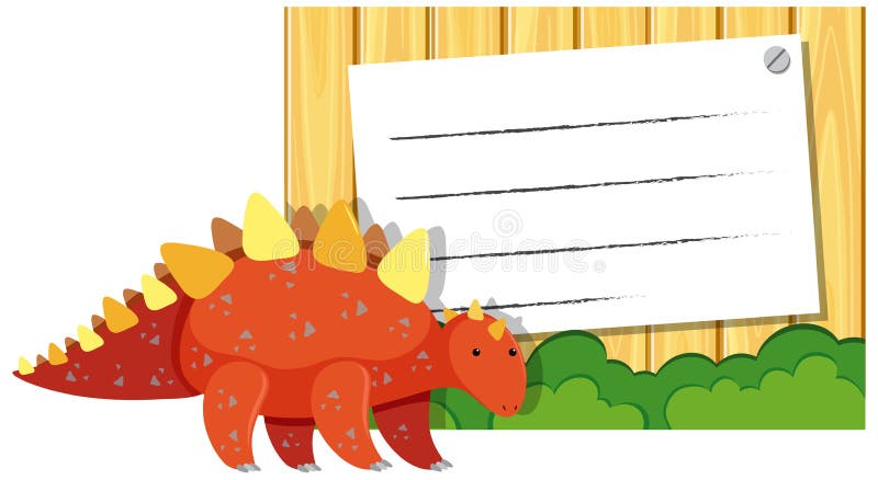 A Dinosaur on Note Template Stock Vector - Illustration of document ...