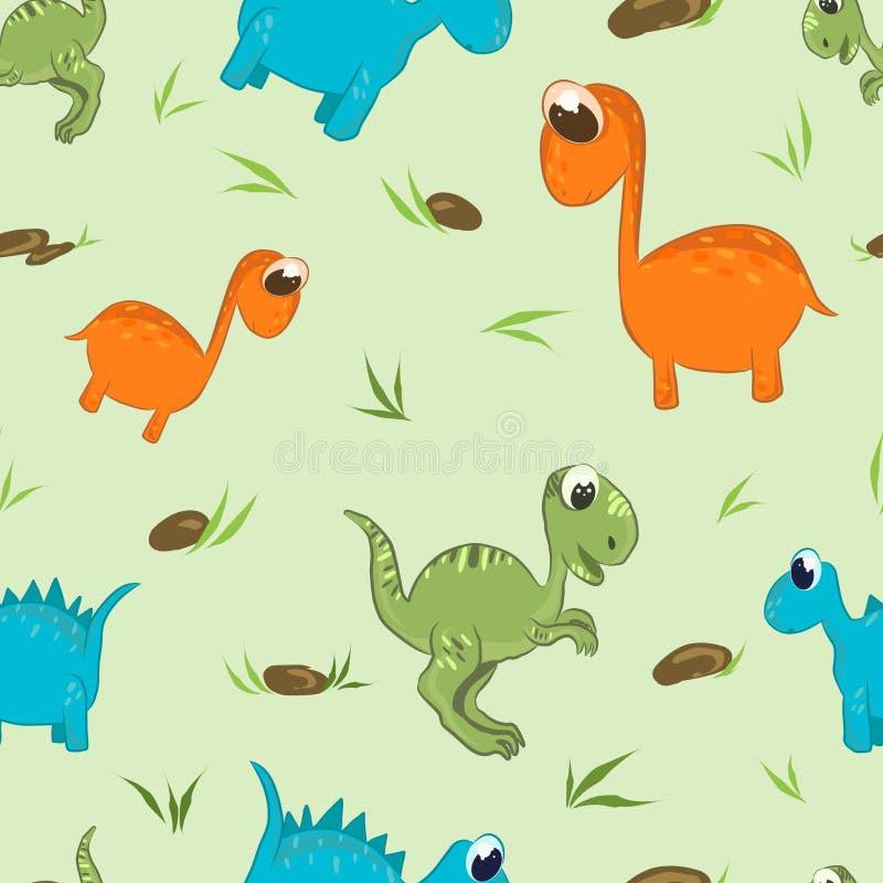 Pattern of Cartoon Dinosaurs in the Sand with Stones on a Lettuce ...