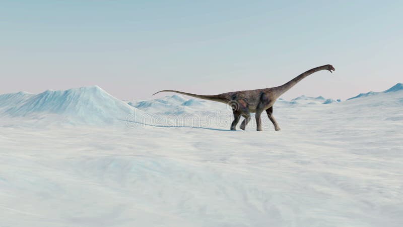 Dinosaur. Prehistoric Snow Landscape, Ice Valley with Dinosaurs Stock ...