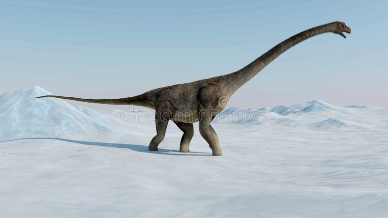 Dinosaur. Prehistoric Snow Landscape, Ice Valley with Dinosaurs Stock ...