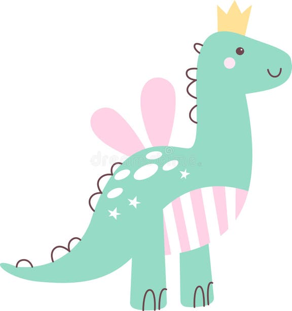 Dinosaur Princess with Wings Stock Vector - Illustration of fairytale ...