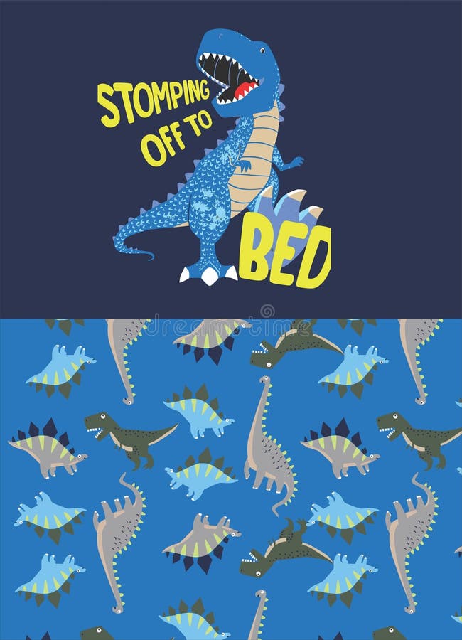 Dinosaur Print with All Over Set Vector Stock Vector - Illustration of ...
