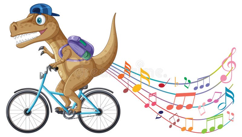 A dinosaur rides a bike stock vector. Illustration of tyrannosaurus ...
