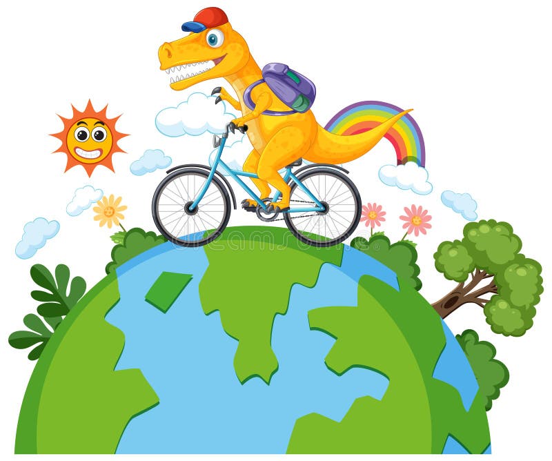 A dinosaur rides stock vector. Illustration of globe - 344013487