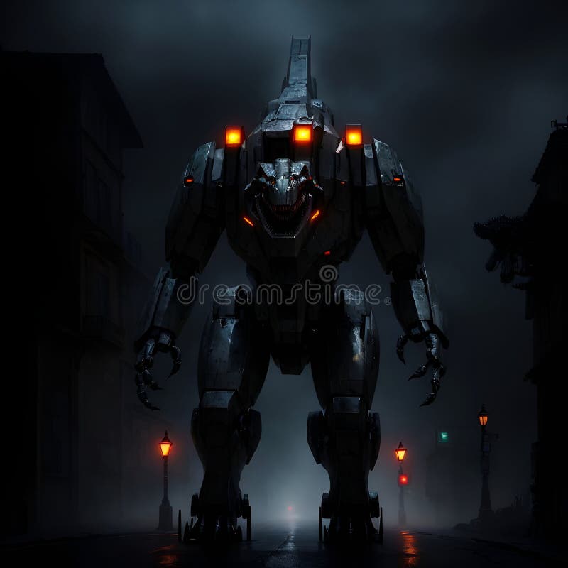 The Furious Robotic Dinosaur Stock Illustration - Illustration of ...