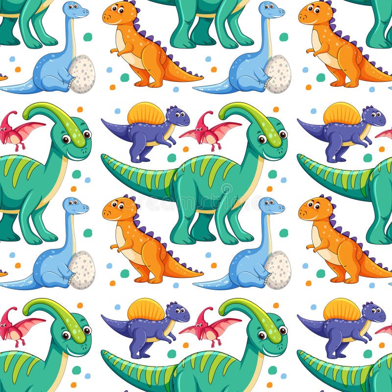 A Dinosaur on Seamless Pattern Stock Vector - Illustration of animal ...