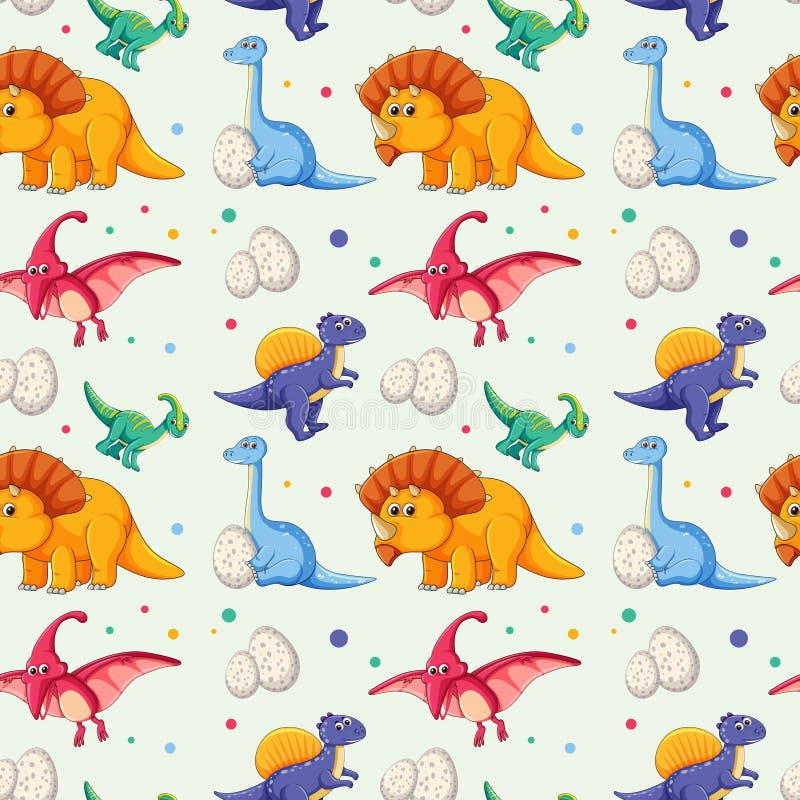Dinosaur on Seamless Pattern Stock Vector - Illustration of pteranodon ...