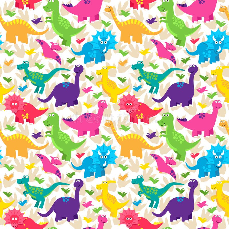 Dinosaur Seamless Tileable Vector Background Pattern Stock Vector ...