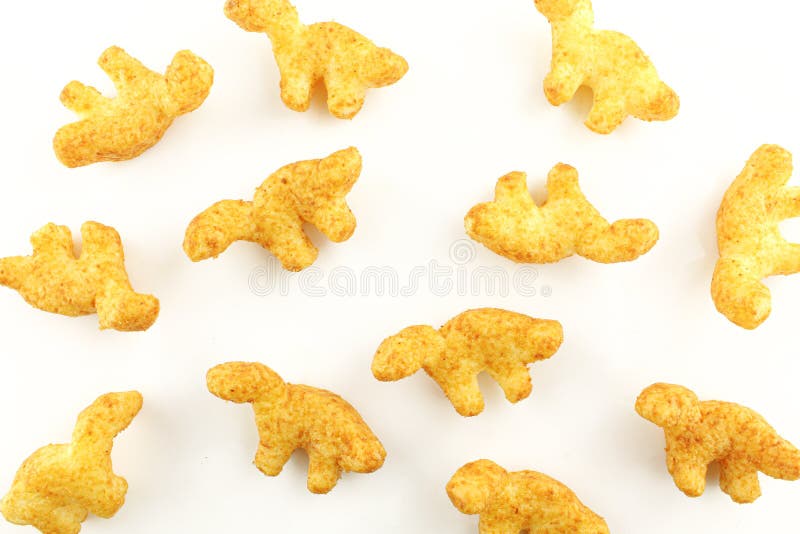 Dinosaur Shaped Peanut Flips Puff Isolated on White Background. Kids ...