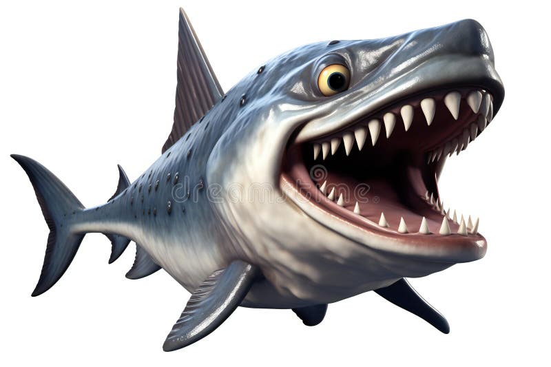 A Dinosaur Shark Isolated on White Background Stock Illustration ...