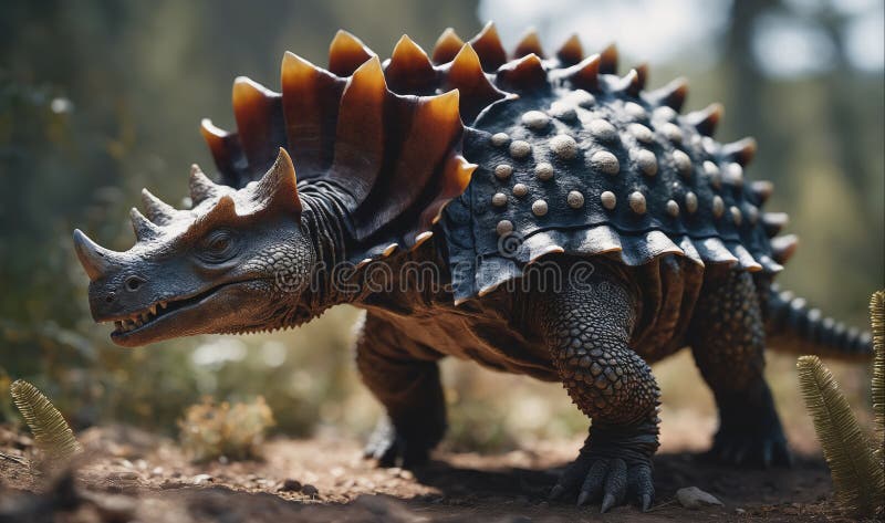 A Dinosaur with Sharp Claws and a Spiked Shell Walks through a ...
