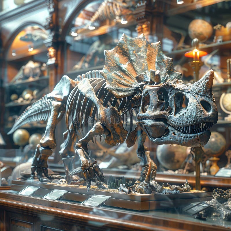 Dinosaur Skeleton in Museum Display. Created by Generative Artificial ...