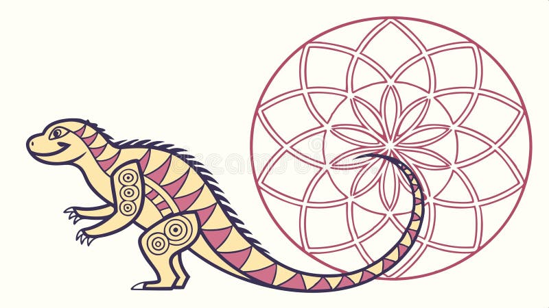 Dinosaur and Spiral Pattern. Prehistoric Art, Fossil Design, Ancient ...