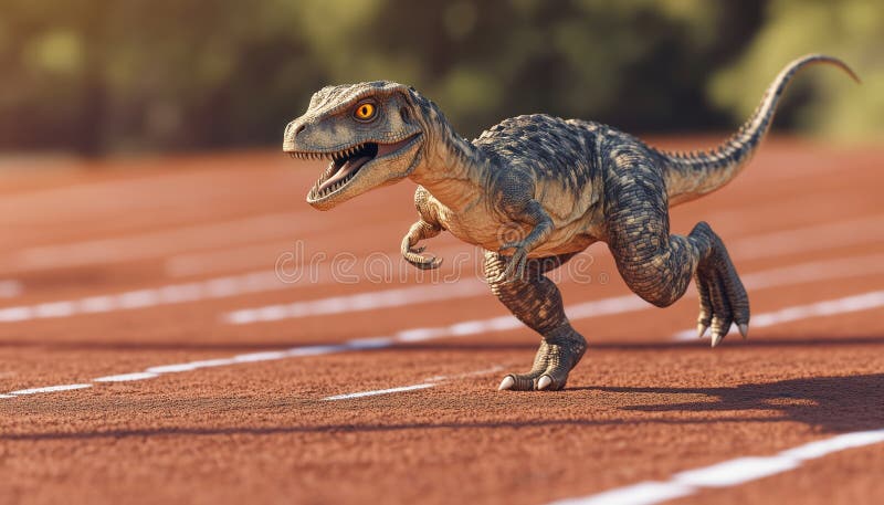Dinosaur Sprinting on Athletic Track Captured in a Render Stock Image ...