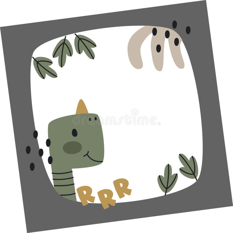 Dinosaur Square Childish Frame Stock Vector - Illustration of fantasy ...